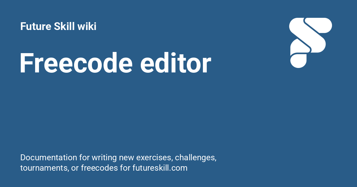 Freecode editor - Future Skill wiki